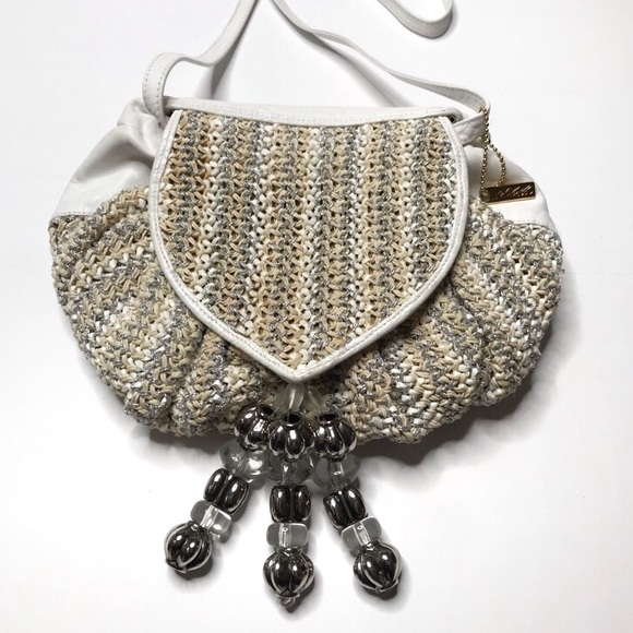 Lord & Taylor | Bags | Lord Taylor White Woven Cloth Leather Crossbody ...